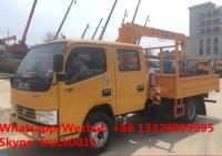 China HOT SALE! New brand dongfeng double cabs 2tons telescopic boom mounted on truck, best price truck with crane for sale