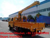 China HOT SALE! New brand dongfeng double cabs 2tons telescopic boom mounted on truck, best price truck with crane for sale