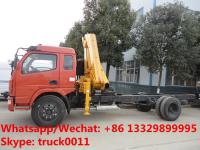 China Factory sale good price dongfeng brand  156hp diesel Euro 5 4tons folded crane boom mounted on truck, folded truck crane for sale