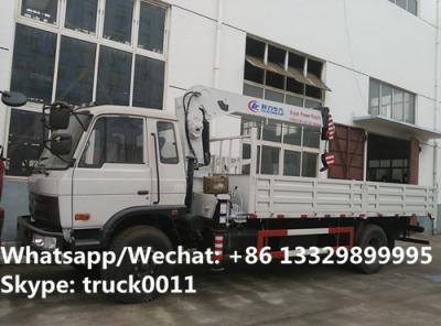 China HOT SALE! Dongfeng brand 4*2 LHD 5tons telescopic crane boom mounted on truck, 5T cargo truck with crane for sale for sale