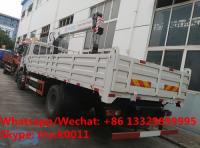 China HOT SALE! Dongfeng brand 4*2 LHD 5tons telescopic crane boom mounted on truck, 5T cargo truck with crane for sale for sale