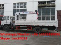 China HOT SALE! Dongfeng brand 4*2 LHD 5tons telescopic crane boom mounted on truck, 5T cargo truck with crane for sale for sale