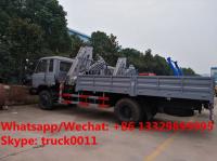China customized dongfeng RHD 170hp 5T folded crane mounted on truck for sale,  best price 5tons knuckle truck with crane for sale