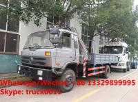 China customized dongfeng RHD 170hp 5T folded crane mounted on truck for sale,  best price 5tons knuckle truck with crane for sale