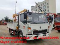 China SINO TRUK HOWO 2tons telescopic boom mounted on truck for sale, HOT SALE! best price HOWO 2tons truck with crane for sale