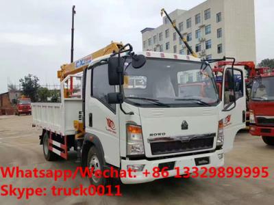 China SINO TRUK HOWO 2tons telescopic boom mounted on truck for sale, HOT SALE! best price HOWO 2tons truck with crane for sale