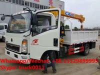 China SINO TRUK HOWO 2tons telescopic boom mounted on truck for sale, HOT SALE! best price HOWO 2tons truck with crane for sale