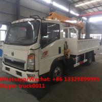 China SINO TRUK HOWO 2tons telescopic boom mounted on truck for sale, HOT SALE! best price HOWO 2tons truck with crane for sale