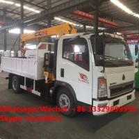 China SINO TRUK HOWO 2tons telescopic boom mounted on truck for sale, HOT SALE! best price HOWO 2tons truck with crane for sale