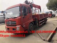 China hot sale best price dongfeng tianjin 4*2 Euro 5 180hp truck with crane, factory sale telescopic boom mounted on truck for sale