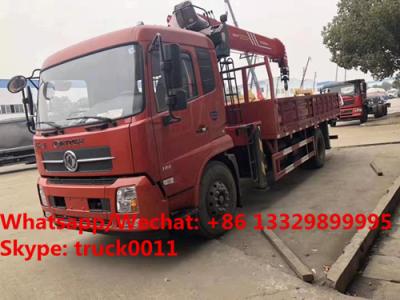 China hot sale best price dongfeng tianjin 4*2 Euro 5 180hp truck with crane, factory sale telescopic boom mounted on truck for sale