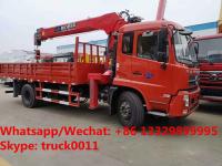 China hot sale best price dongfeng tianjin 4*2 Euro 5 180hp truck with crane, factory sale telescopic boom mounted on truck for sale
