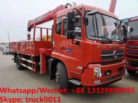 China hot sale best price dongfeng tianjin 4*2 Euro 5 180hp truck with crane, factory sale telescopic boom mounted on truck for sale