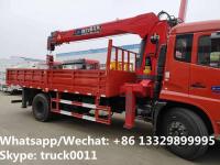 China hot sale best price dongfeng tianjin 4*2 Euro 5 180hp truck with crane, factory sale telescopic boom mounted on truck for sale
