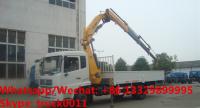 China customized dongfeng 180hp diesel 5tons folded crane boom mounted on truck for sale, knuckle boom with cargo truck for sale