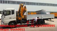 China customized dongfeng 180hp diesel 5tons folded crane boom mounted on truck for sale, knuckle boom with cargo truck for sale
