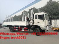 China customized dongfeng 180hp diesel 5tons folded crane boom mounted on truck for sale, knuckle boom with cargo truck for sale