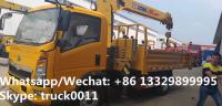China customized SINO TRUK HOWO 4*2 LHD 4tons-6.3tons telescopic truck with crane for sale, cargo truck with crane for sale for sale
