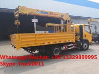China customized SINO TRUK HOWO 4*2 LHD 4tons-6.3tons telescopic truck with crane for sale, cargo truck with crane for sale for sale