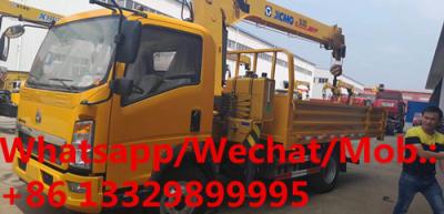China HOT SALE! SINO TRUK HOWO 6.3T telescopic crane boom mounted on truck for sale, HOWO cargo truck with crane for sale for sale