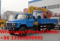 China customized dongfeng 140 long head 4tons telescopic crane boom mounted on truck for sale, 4tons cargo truck with crane for sale