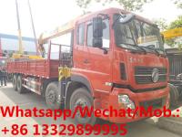 China Dongfeng tianlong 8*4 350hp Euro 5 16tons telescopic crane mounted on truck for sale, cargo truck with crane for sale for sale