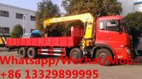 China Dongfeng tianlong 8*4 350hp Euro 5 16tons telescopic crane mounted on truck for sale, cargo truck with crane for sale for sale