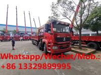 China SHACMAN brand 8*4 LHD 12tons-16tons telescopic crane boom mounted on truck for sale, cargo truck with crane for sale for sale