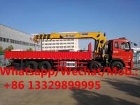 China Dongfeng tianlong 8*4 LHD 350hp Euro 5 20tons telescopic crane boom mounted on truck for sale, cargo truck with crane for sale