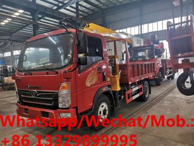 China customized SINO TRUK HOMAN 130hp Euro 5 diesel 4tons cargo truck with crane for sale, telescopic crane boom on truck for sale