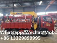 China customized SINO TRUK HOMAN 130hp Euro 5 diesel 4tons cargo truck with crane for sale, telescopic crane boom on truck for sale