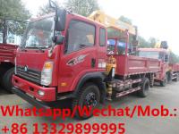 China cheapest SINO TRUK WANGPAI 4*2 LHD 5tons telescopic crane boom mounted on truck for sale, truck mounted with crane for sale