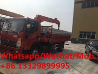 China cheapest SINO TRUK WANGPAI 4*2 LHD 5tons telescopic crane boom mounted on truck for sale, truck mounted with crane for sale