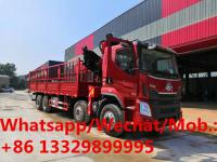 China customized LIUQI brand 8*4 350hp diesel 16tons knuckle crane boom mounted on truck for sale, cargo truck with crane for sale