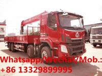 China Customized liuqi 8*4 LHD 14TONS telescopic crane boom mounted on truck for sale, cargo truck with telescopic crane for sale