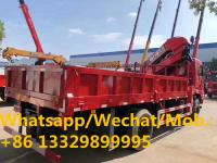 China best seller-dongfeng 4*2 LHD 180hp diesel Euro 5 8tons knuckles crane boom mounted on truck for sale, crane on truck for sale
