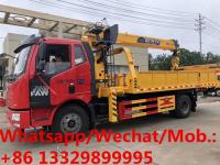 China JIEFANG FAW brand 4*2 LHD 180hp 8tons telescopic crane boom mounted on truck for sale, truck mounted crane for sale for sale