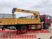 China JIEFANG FAW brand 4*2 LHD 180hp 8tons telescopic crane boom mounted on truck for sale, truck mounted crane for sale for sale