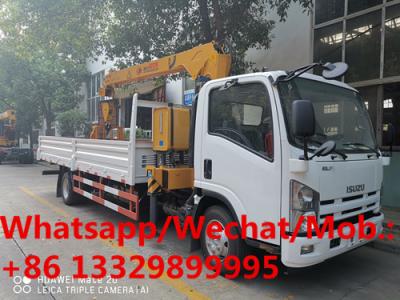 China Customized ISUZU brand 4*2 700P 190hp diesel 5tons telescopic crane boom mounted on truck for sale, truck with crane for sale