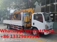 China Customized ISUZU brand 4*2 700P 190hp diesel 5tons telescopic crane boom mounted on truck for sale, truck with crane for sale