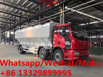 China Customized FAW J6 6*2 LHD 245hp diesel Euro 5 30cbm 15tons bulk animal feed transportation vehicle for sale,  feed truck for sale