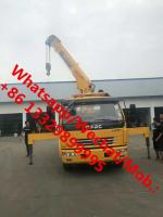 China 2020s new dongfeng 4tons flatbed wrecker tow truck with 3.5T/4T/5T telescopic crane boom for sale, wrecker towing truck for sale