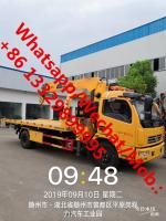 China 2020s new dongfeng 4tons flatbed wrecker tow truck with 3.5T/4T/5T telescopic crane boom for sale, wrecker towing truck for sale