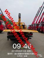 China 2020s new dongfeng 4tons flatbed wrecker tow truck with 3.5T/4T/5T telescopic crane boom for sale, wrecker towing truck for sale