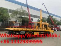 China 2020s new dongfeng 4tons flatbed wrecker tow truck with 3.5T/4T/5T telescopic crane boom for sale, wrecker towing truck for sale