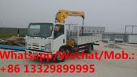 China ISUZU 700P 4*2 LHD 4tons telescopic crane boom mounted on truck, high quality ISUZU 4T telescopic cargo truck with crane for sale