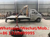 China cheapest price new smallest zhongqi gasoline 1tons cargo truck with crane for sale, mini new truck with crane for sale for sale