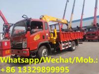 China customized best price SINO TRUK HOMAN 4*2 LHD 6.3tons telescopic crane mounted on truck for sale, truck with crane for sale