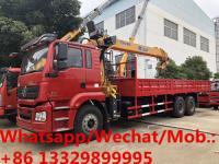 China SHACMAN Brand 6*4 LHD 240hp diesel Euro 5 10-12tons telescopic crane boom mounted on truck for sale, truck with crane for sale