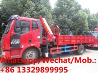 China FAW brand 4*2 LHD 180hp 6.3tons knuckle crane boom mounted on truck for sale, FAW folded truck with crane for sale for sale